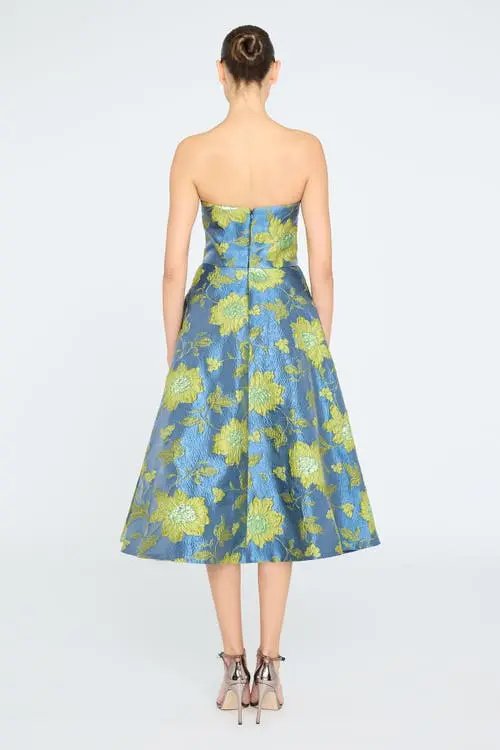Theia Dara Scallop Strapless Dress