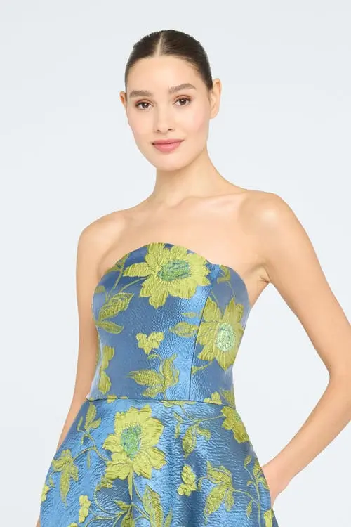 Theia Dara Scallop Strapless Dress