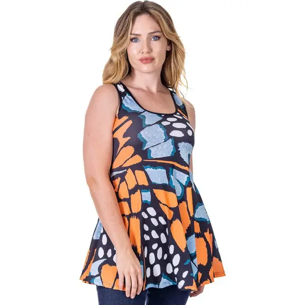 24SEVEN COMFORT APPAREL Butterfly Print Scoop Neck Tank Top