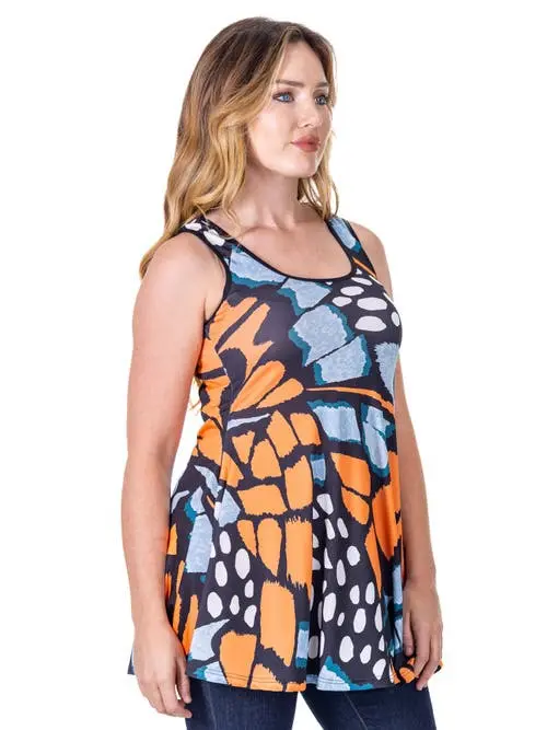 24SEVEN COMFORT APPAREL Butterfly Print Scoop Neck Tank Top