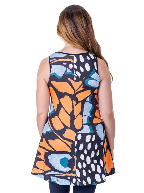 24SEVEN COMFORT APPAREL Butterfly Print Scoop Neck Tank Top