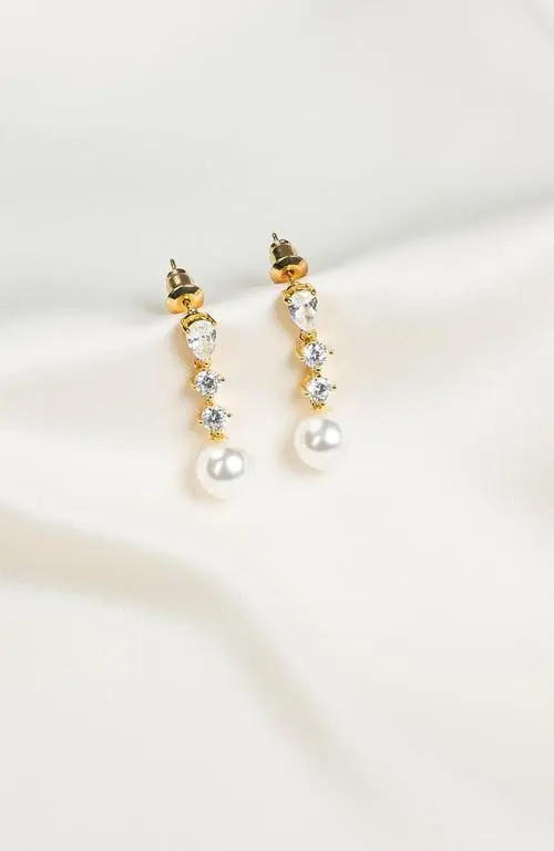 UNTAMED PETALS Serenade Pearl And Crystal Earrings - Gold