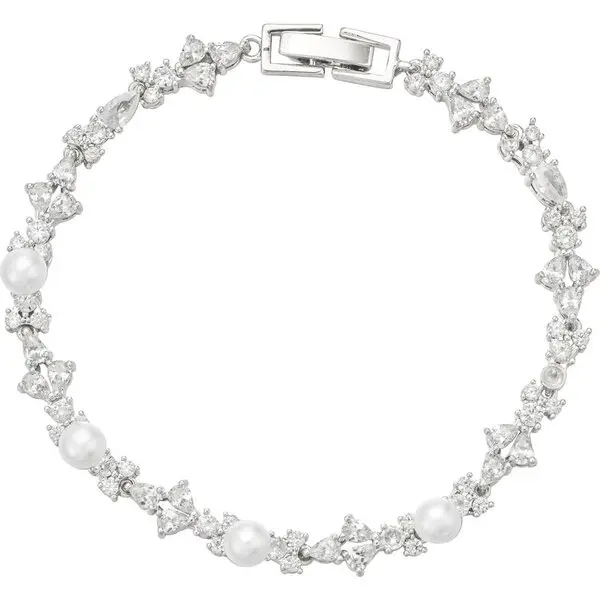 UNTAMED PETALS Pearl And Crystal Bracelet - Silver