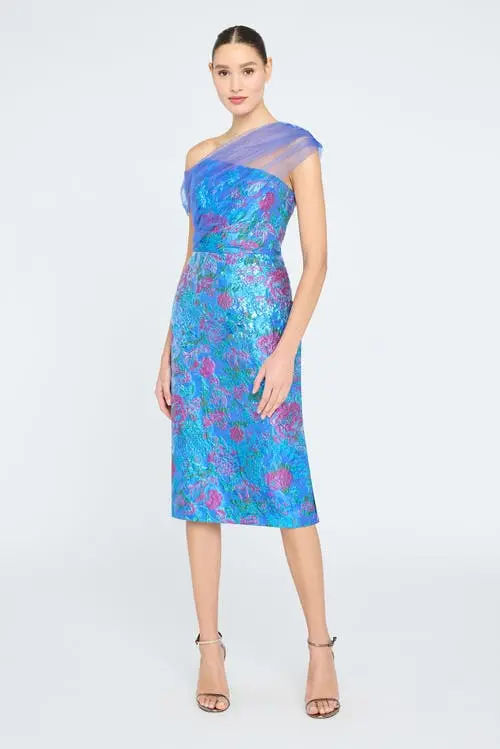 Theia Jaylen Draped Shawl Dress