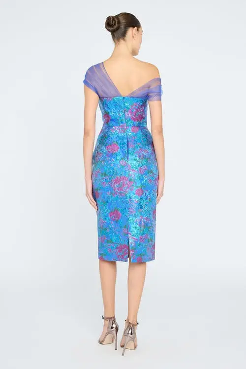 Theia Jaylen Draped Shawl Dress
