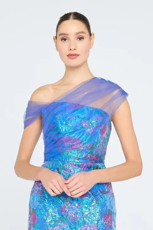 Theia Jaylen Draped Shawl Dress