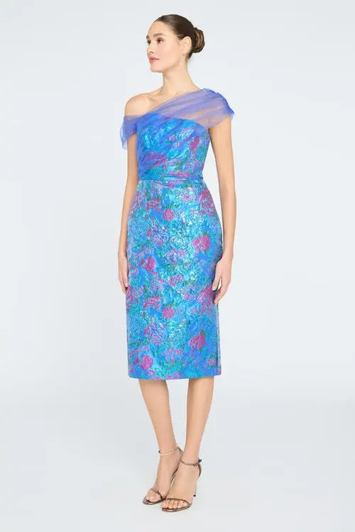 Theia Jaylen Draped Shawl Dress