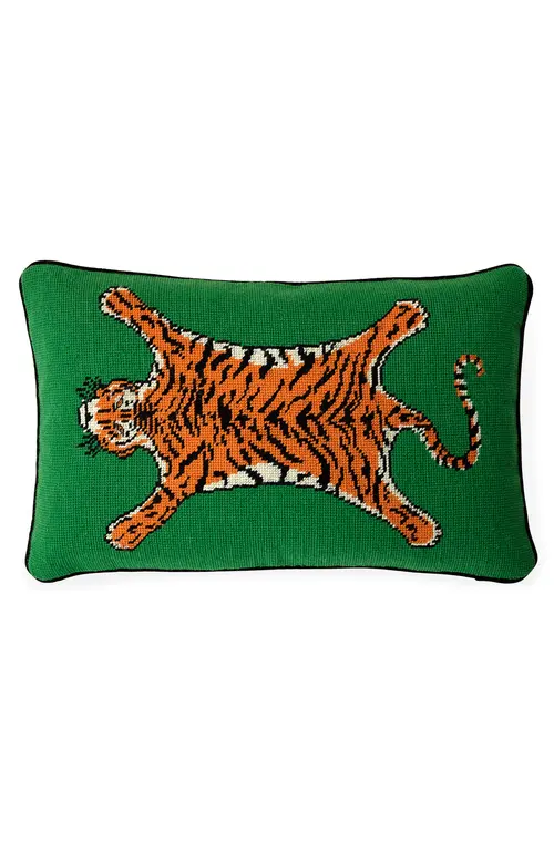 Jonathan Adler Safari Needlepoint Pillow - Emerald