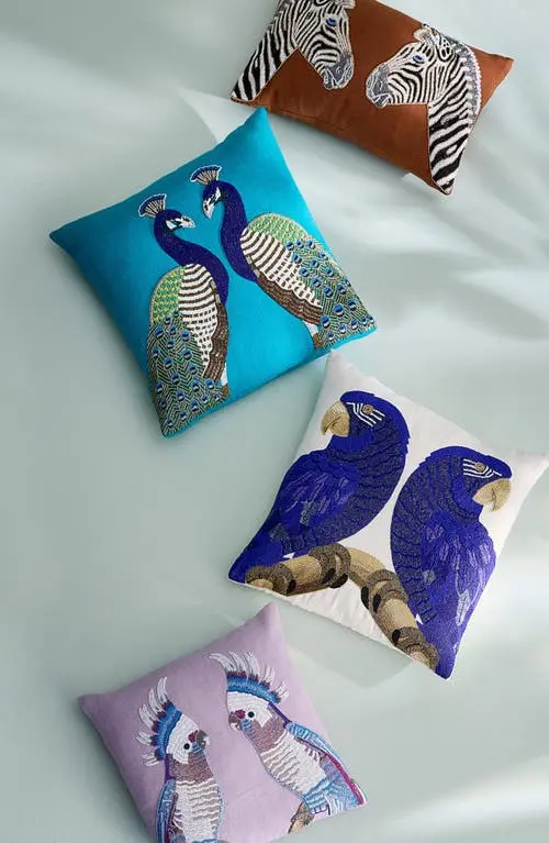Jonathan Adler Peacock Beaded Pillow