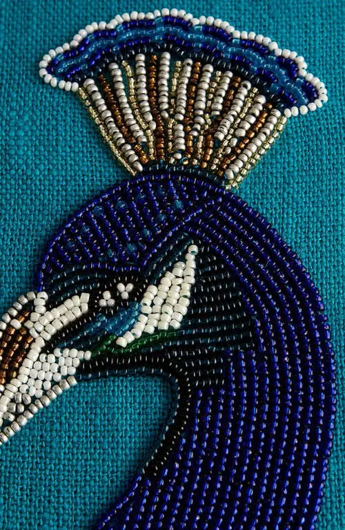 Jonathan Adler Peacock Beaded Pillow