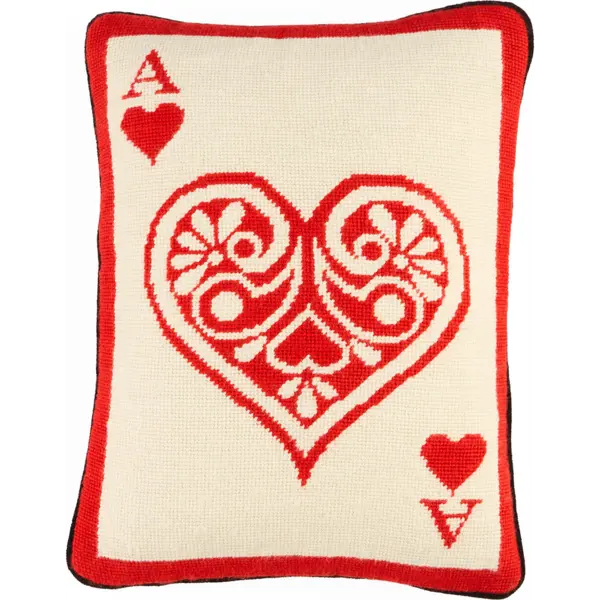 Jonathan Adler Ace Needlepoint Pillow - Red/cream