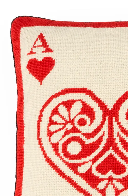 Jonathan Adler Ace Needlepoint Pillow - Red/cream