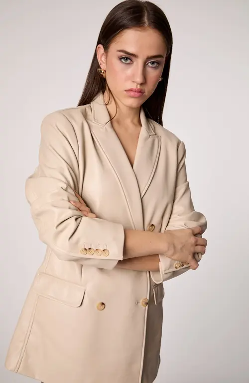 BLUE REVIVAL Double Breasted Oversized Blazer - Bone
