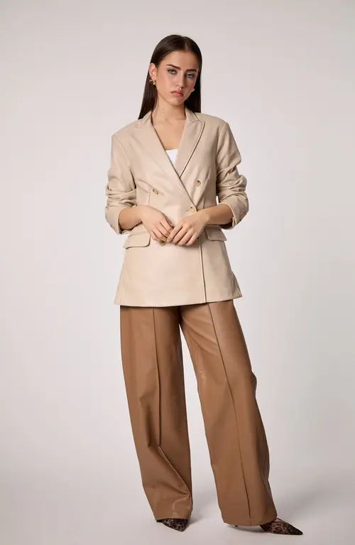 BLUE REVIVAL Double Breasted Oversized Blazer - Bone