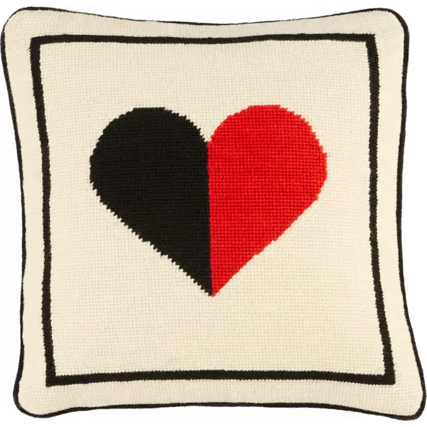 Jonathan Adler Hearts Needlepoint Pillow - Ivory