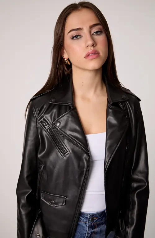 BLUE REVIVAL Classic Moto Vegan Leather Jacket