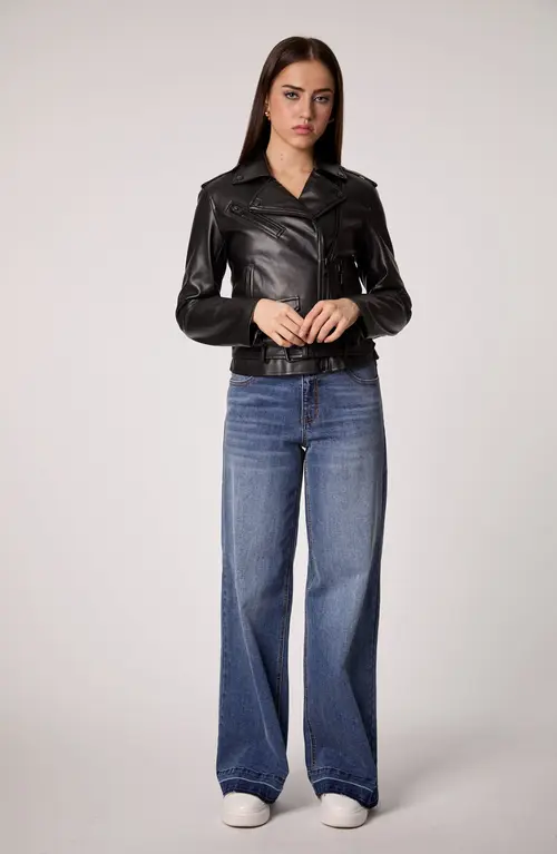 BLUE REVIVAL Classic Moto Vegan Leather Jacket