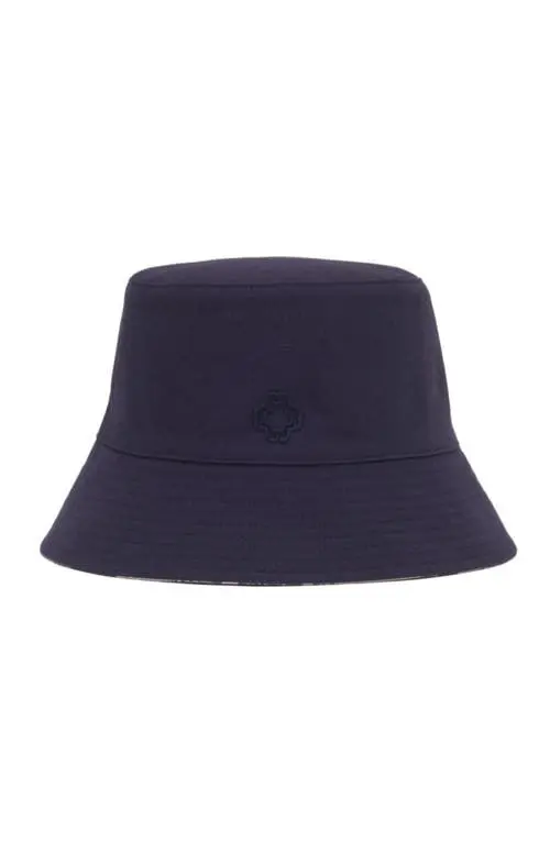 Maje Reversible Bucket Hat With Clover Embroidery - Navy