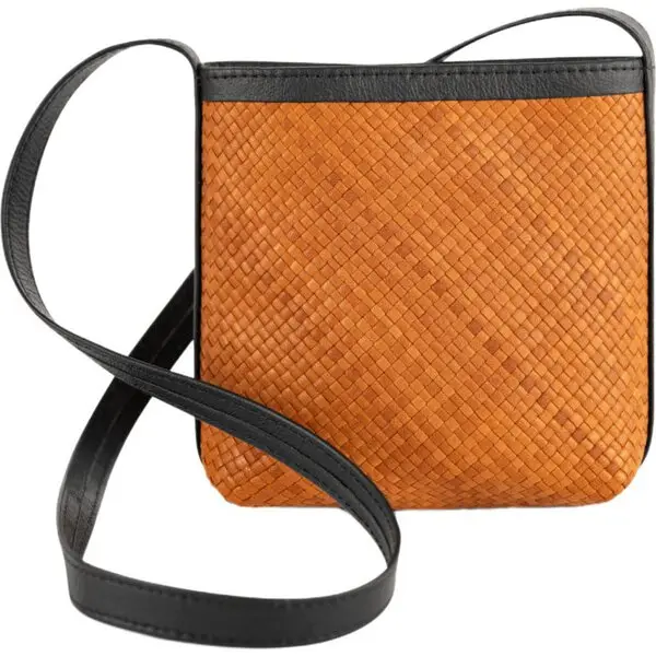 DEUX MAINS Panye Woven Crossbody Bag - Cognac