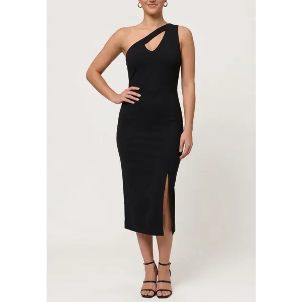 Rachel Rachel Roy Lara One-shoulder Midi Dress - Black