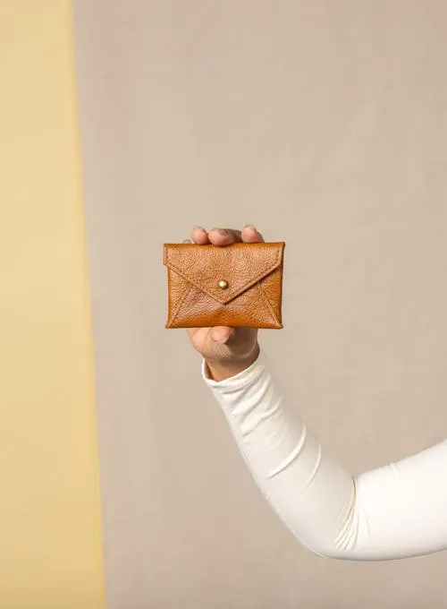 DEUX MAINS Coin Pouch - Cognac