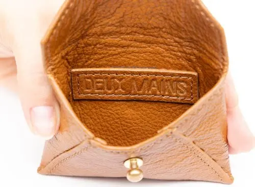 DEUX MAINS Coin Pouch - Cognac