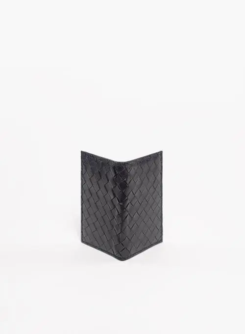 DEUX MAINS Woven Card Holder - Black