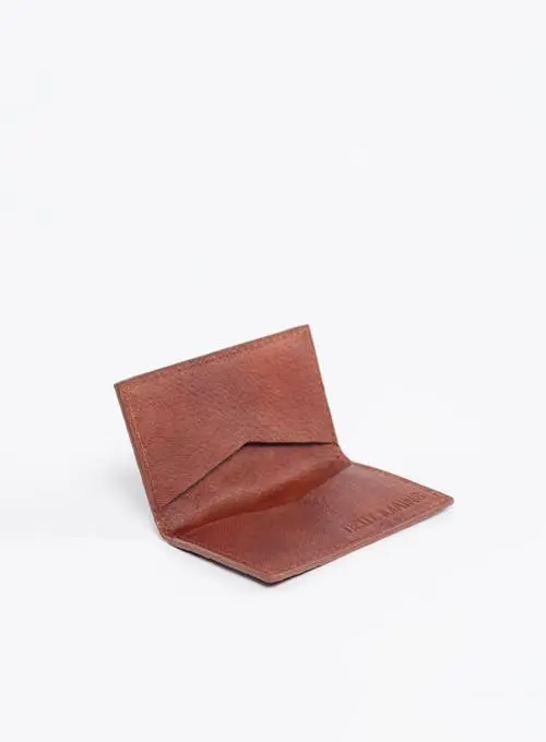 DEUX MAINS Woven Card Holder - Mahogany