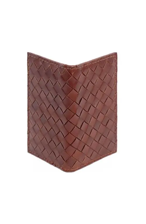DEUX MAINS Woven Card Holder - Mahogany