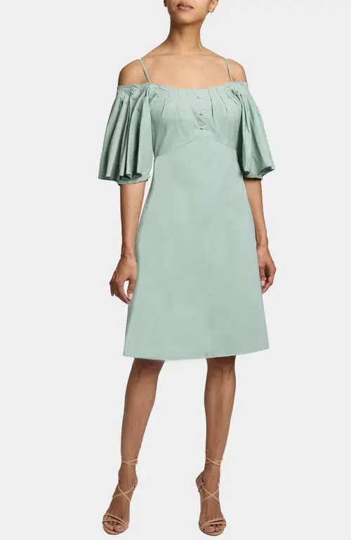 Santorelli Dylan A-line Cotton Shift Dress With Lantern Sleeves