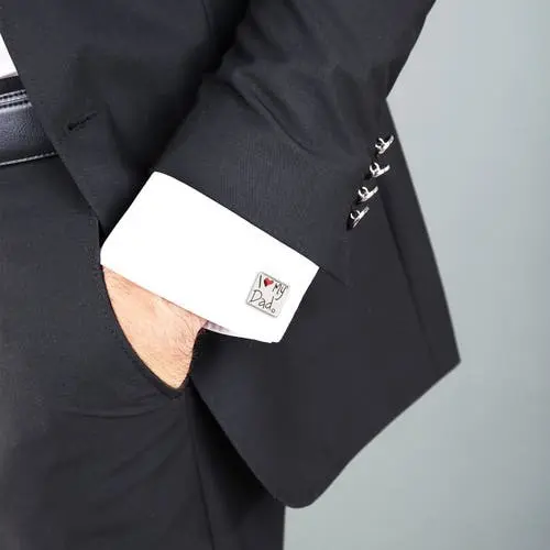 LINK UP I Heart My Dad Cufflinks With Red Enamel Accent