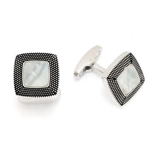 LINK UP Granulated Soft Square Gemstone Inlay Cufflinks