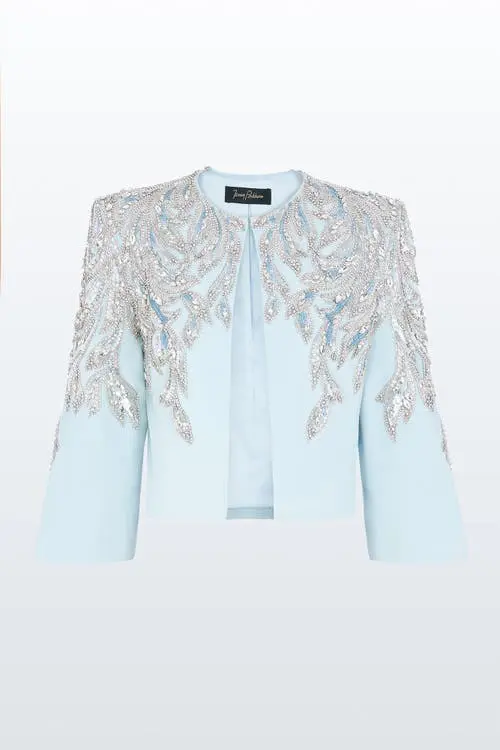 Jenny Packham Versalilles Embellished Jacket - Porcelain