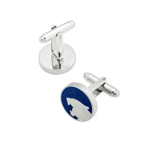 LINK UP Roaring Tiger Silhouette Cufflinks With Enamel