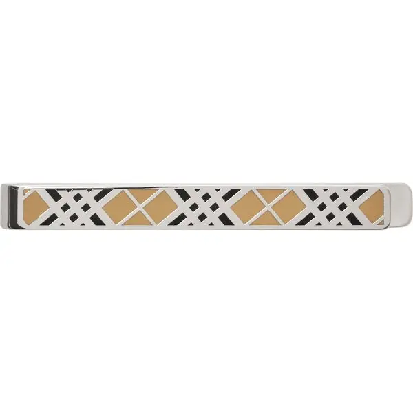 Burberry Enamel Check Tie Bar - Silver