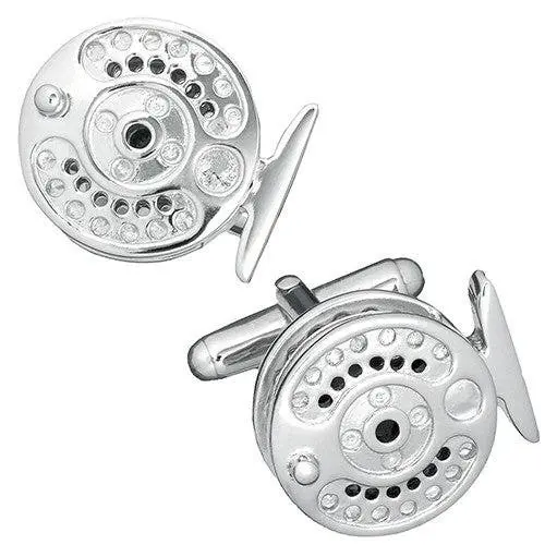 LINK UP Fly Fishing Reel Cufflinks - Silver
