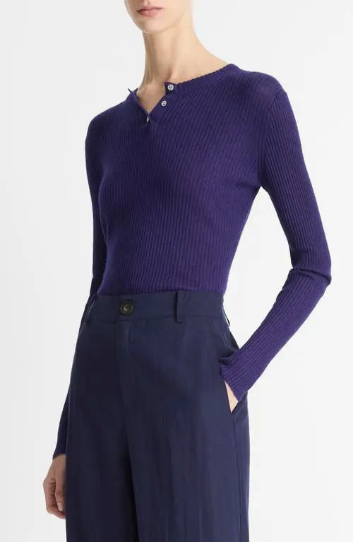 Vince Silk & Cashmere Bouclé Cardigan - Twilight