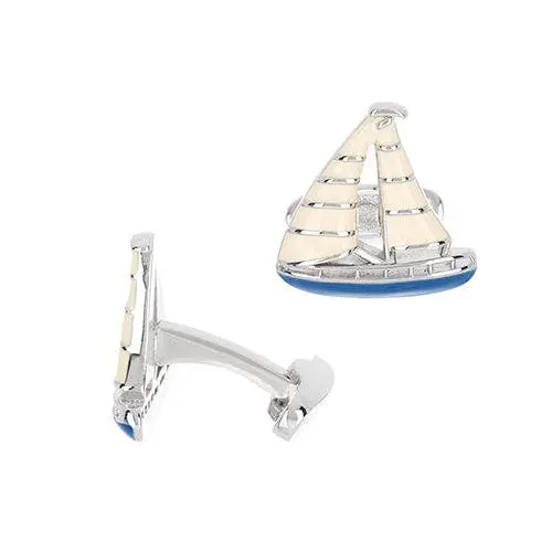 LINK UP Enamel Sailboat Cufflinks - Blue