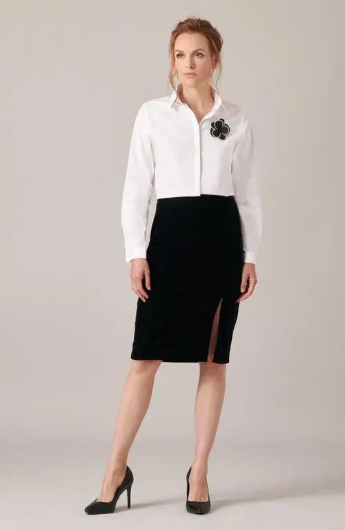 Anne Fontaine Pencil Skirt With Adjustable Waist And Slit