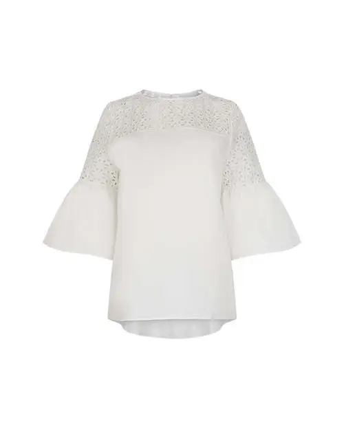 Anne Fontaine Piper Top With Sheer Sleeves