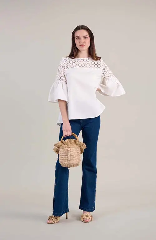 Anne Fontaine Piper Top With Sheer Sleeves