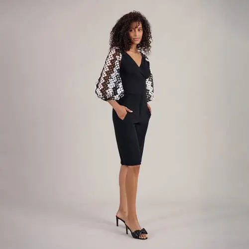 Anne Fontaine Mirella V-neck Top With Sheer Mesh Sleeves