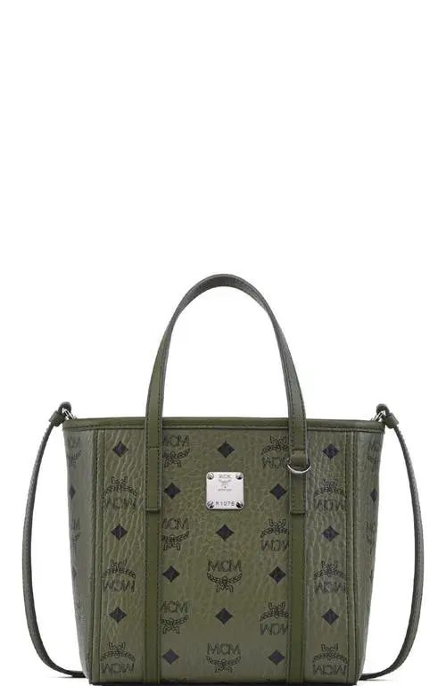 Mcm Mini Toni Top-zip Visetos Shopper - Green