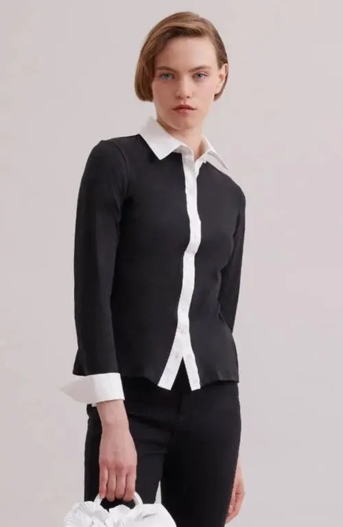 Anne Fontaine Shirt Nuage White - Black/white