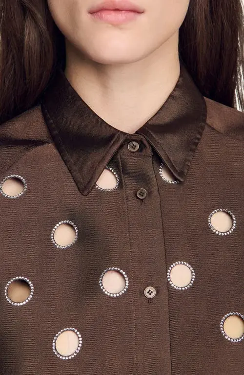 Sandro Oversized Rhinestone Shirt
