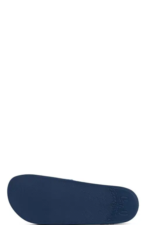 Mcm Monogram Print Rubber Slides - Blue