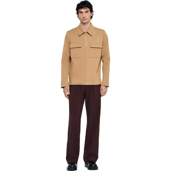 Sandro Zip-up Pocket Jacket - Camel