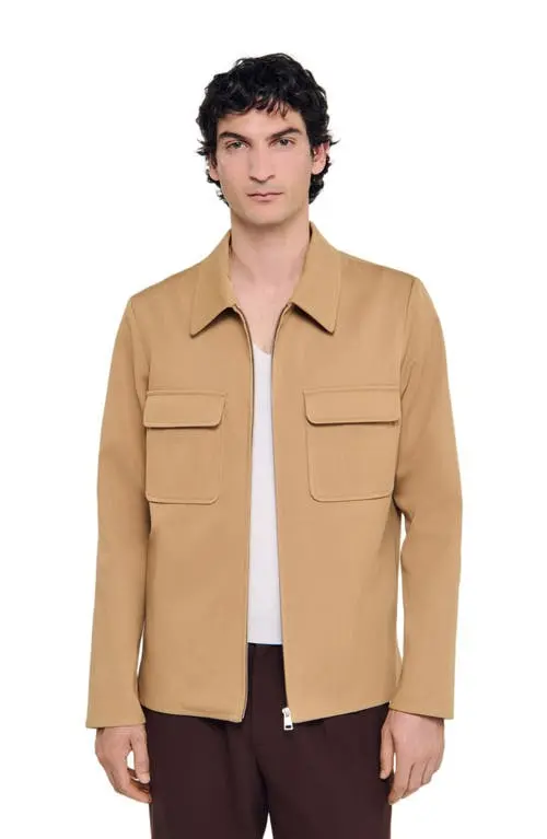 Sandro Zip-up Pocket Jacket - Camel