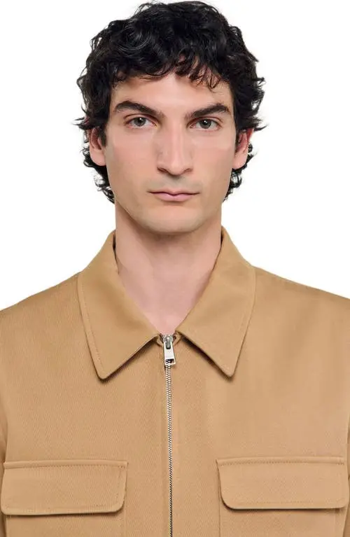 Sandro Zip-up Pocket Jacket - Camel