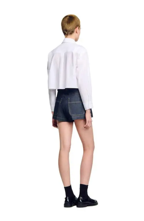 Sandro Denim Belt Loop Shorts - Deep Blue